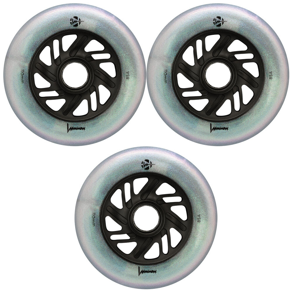 LUMINOUS LED LIGHT UP INLINE SKATE WHEELS - BLACK PEARL 110 MM – SET OF ...