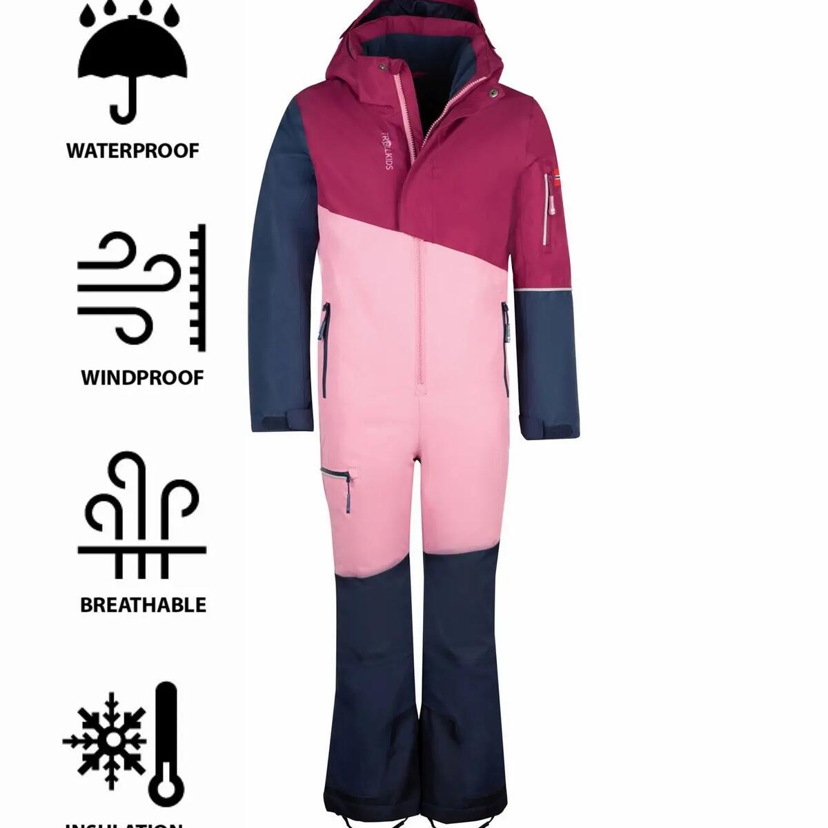 Hallingdal Kids' Snow Suit Violet/Plum/Blue Waterproof - Decathlon