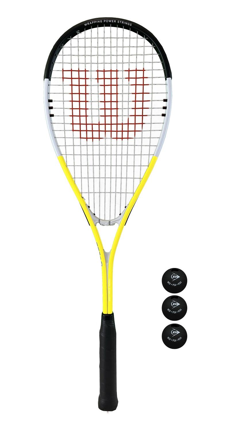 Wilson Hammer XP Squash Racket with Wilson Protective Cover & 3 Squash ...