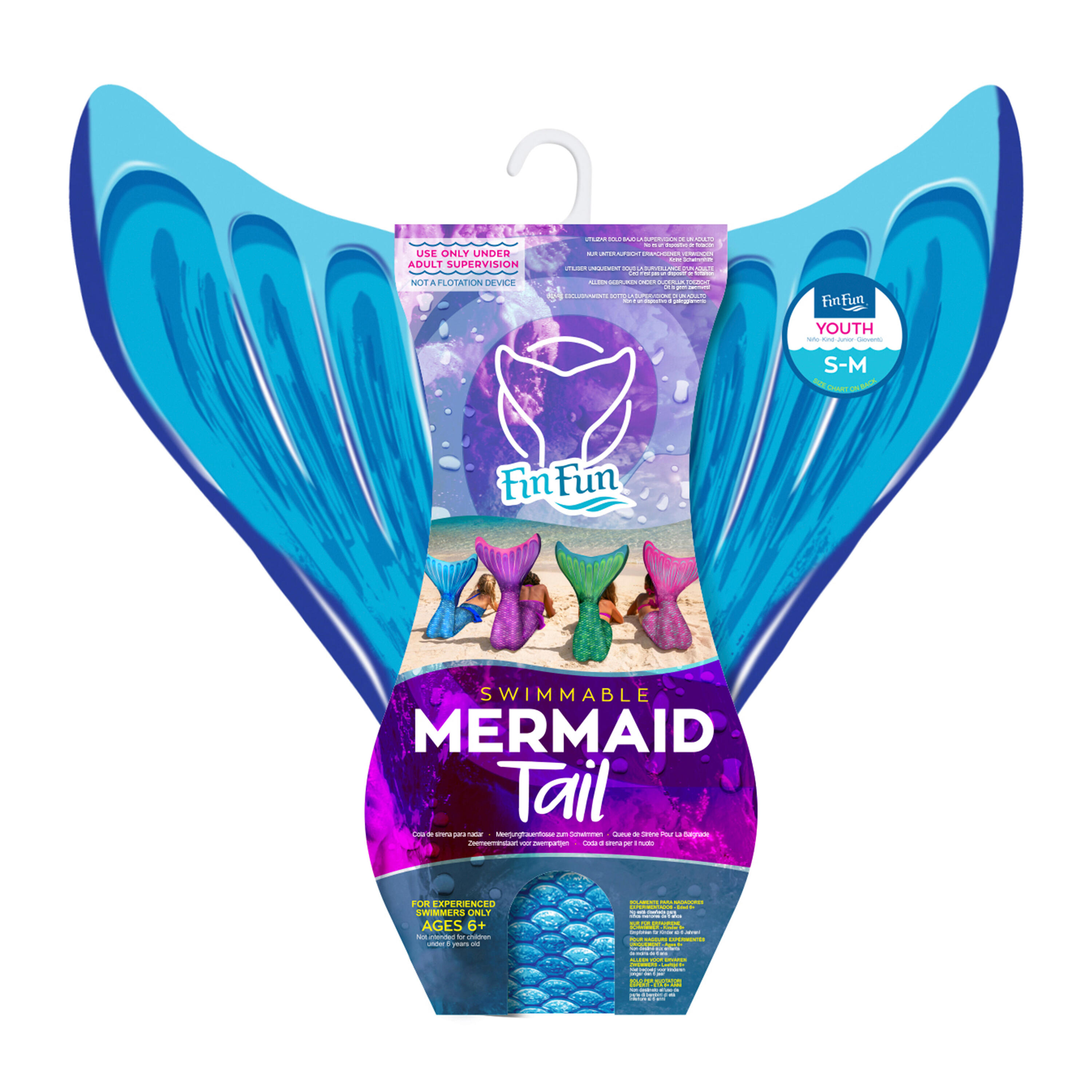 Meerjungfrauenflosse Mermaidens Blau für Kinder S/M (116-140) FINFUN ...