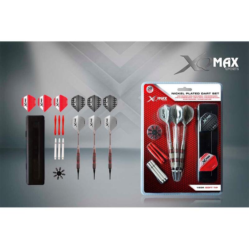 Fléchettes XQ Max 18 g pointe souple canon nickelé - set 30 pcs gris XQ ...