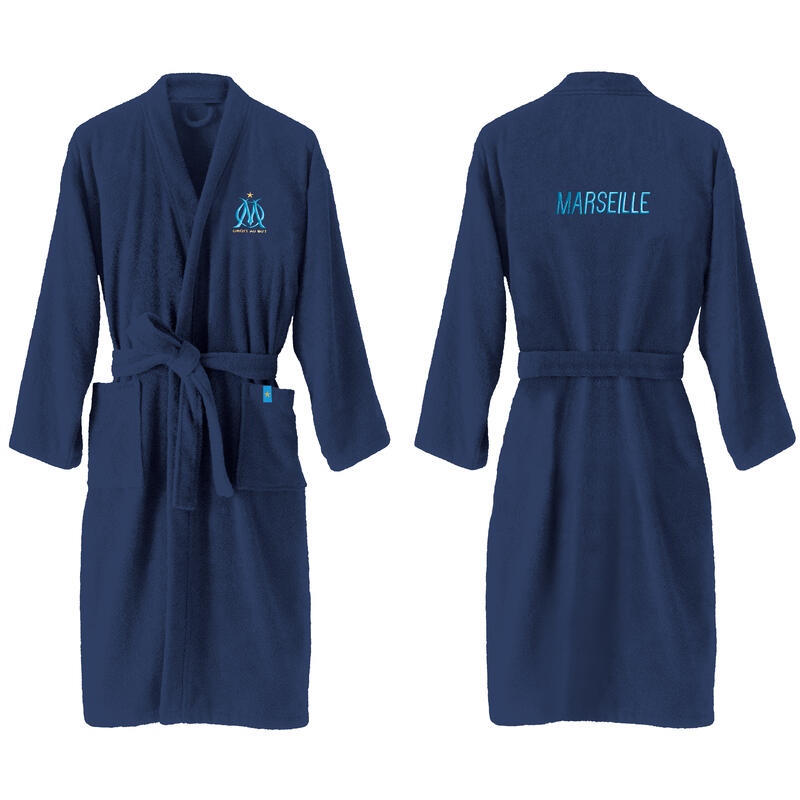 Peignoir adulte OM brodé 100% coton bouclette 380 g — Ruban OLYMPIQUE ...