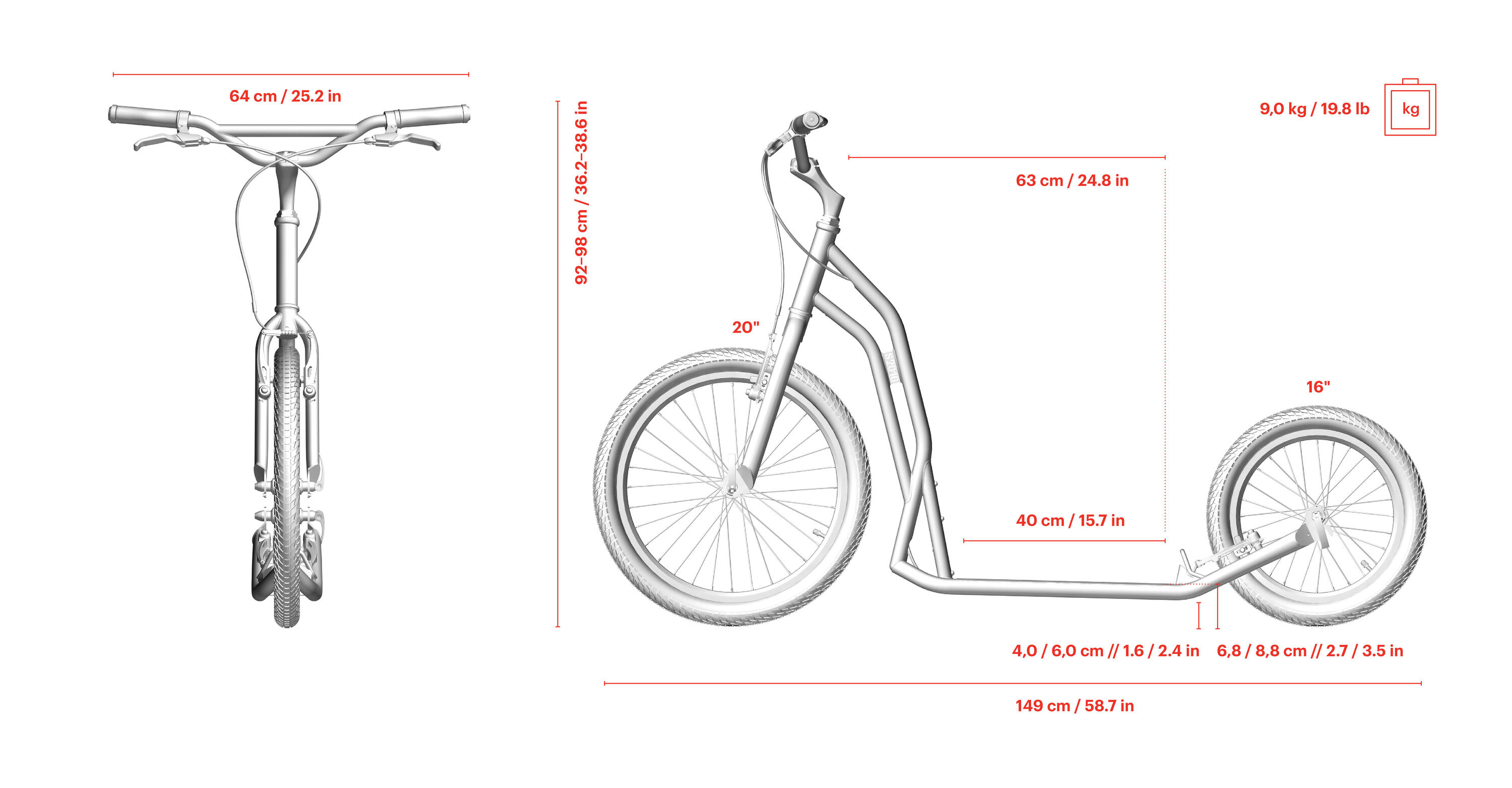 Scooter Yedoo S2016 Tretroller mit Luftreifen 20/16 | Decathlon