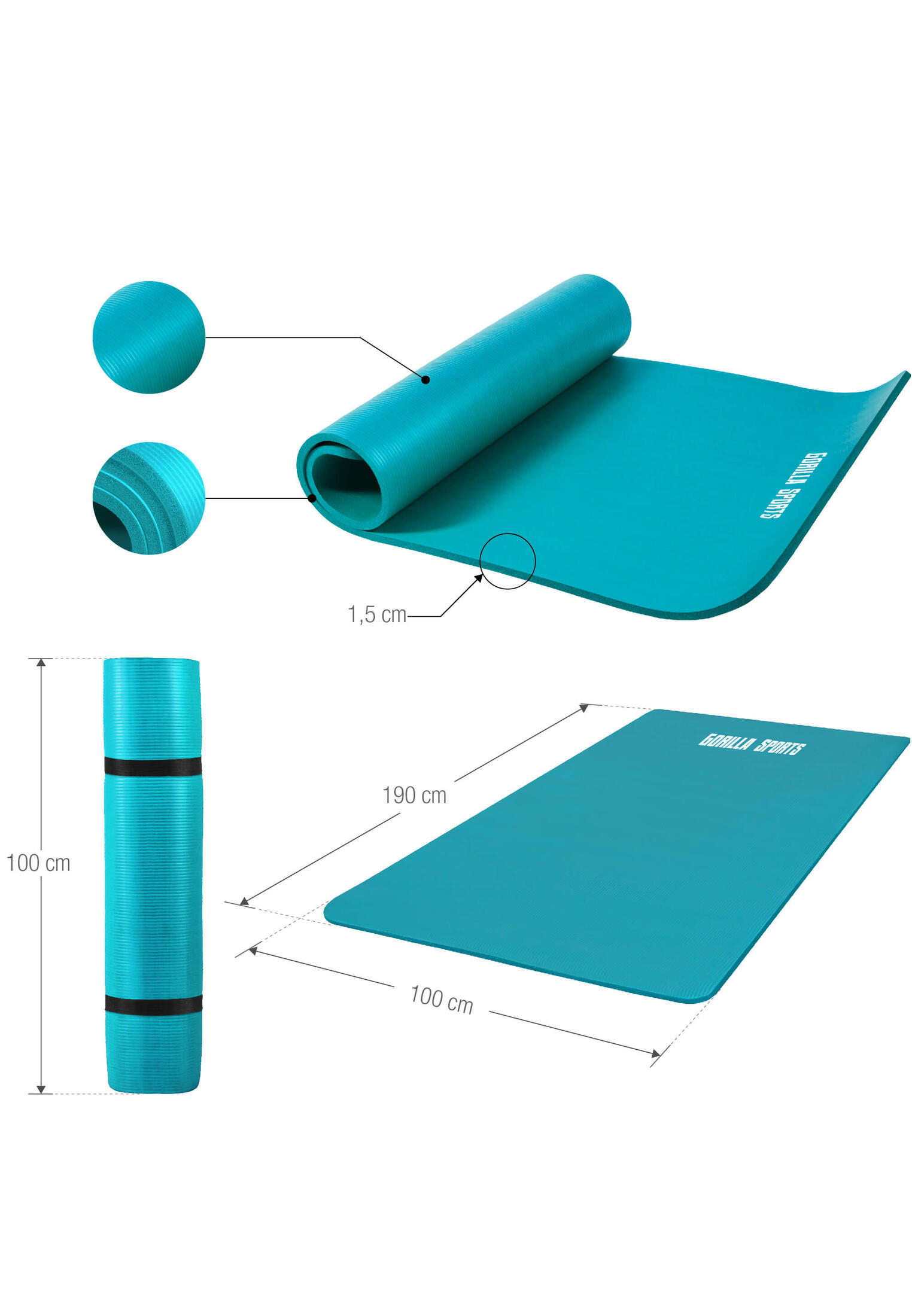 Yogamat Deluxe - Blauw 190 x 100 x 1,5 cm - Yoga Mat GORILLA SPORTS | Decathlon