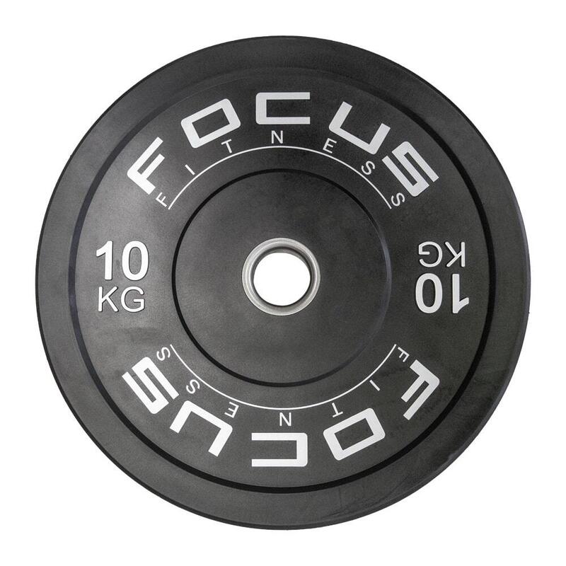 Plaque de poids olympique 50 mm Plaque pare-chocs - 10 kg - Noir FOCUS FITNESS | Decathlon