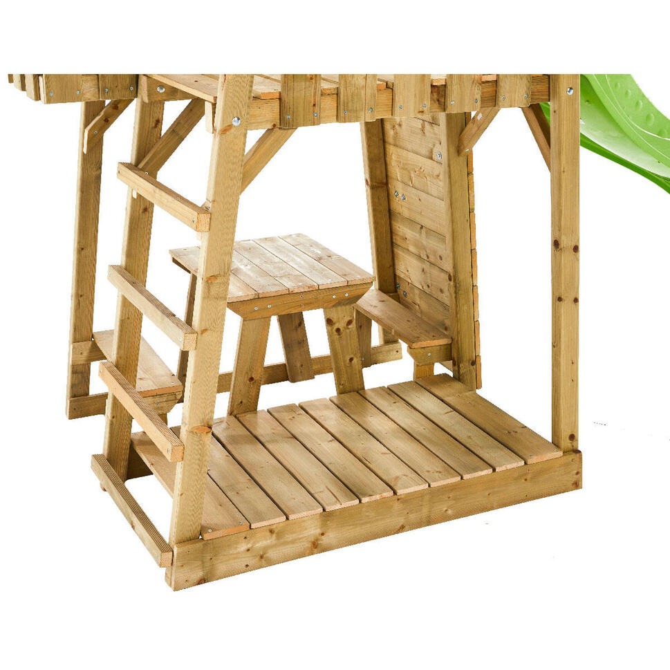 Tour de jeux bois WIKI - Toboggan, escalade, cabane, table et bac à ...