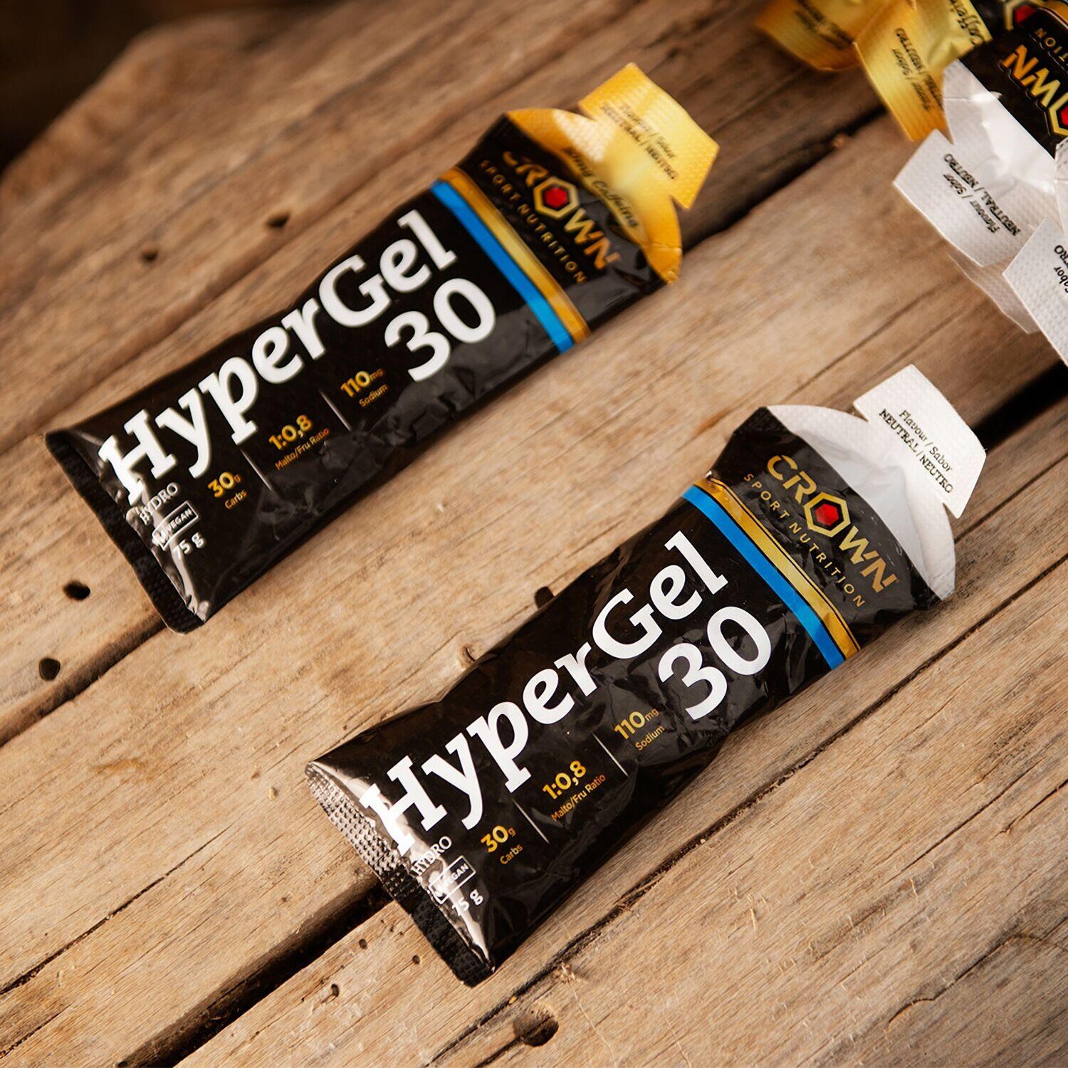 Caixa com 10 géis energéticos de 75g ‘HyperGel 30 +Caffeine‘ Neutro com ...