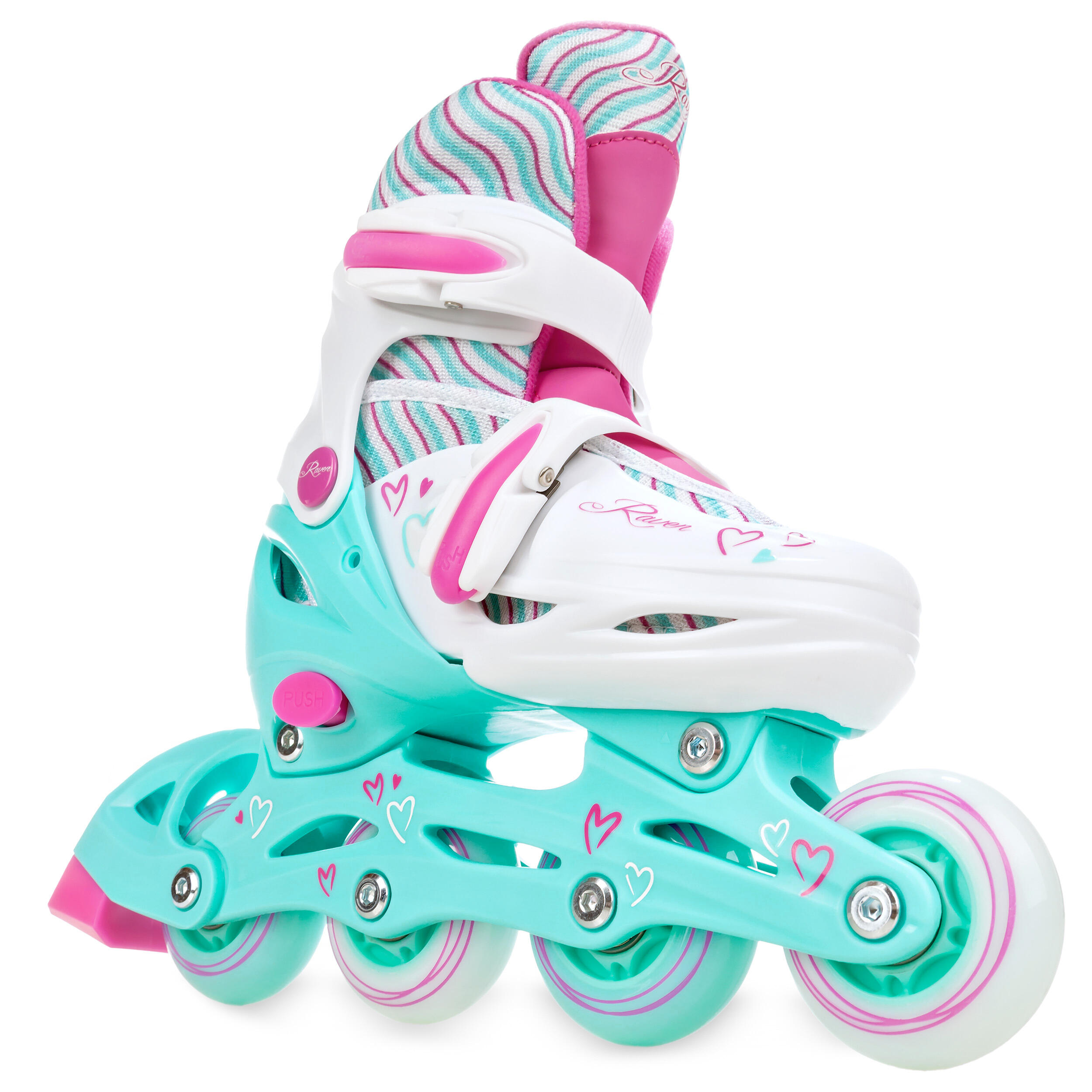Einstellbare Rollerblades Loret Weiß/Mint/Rosa RAVEN | Decathlon
