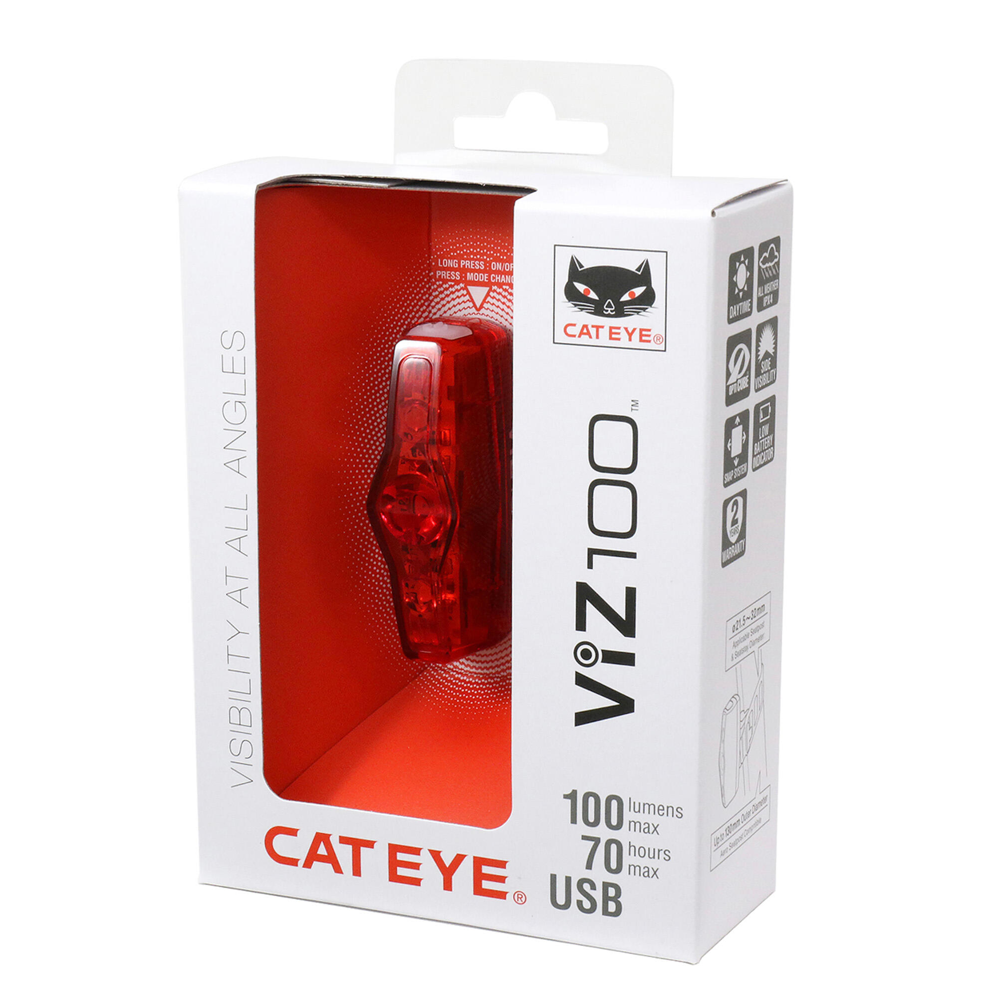 CatEye VIZ 100 Rear Bike Light CATEYE | Decathlon