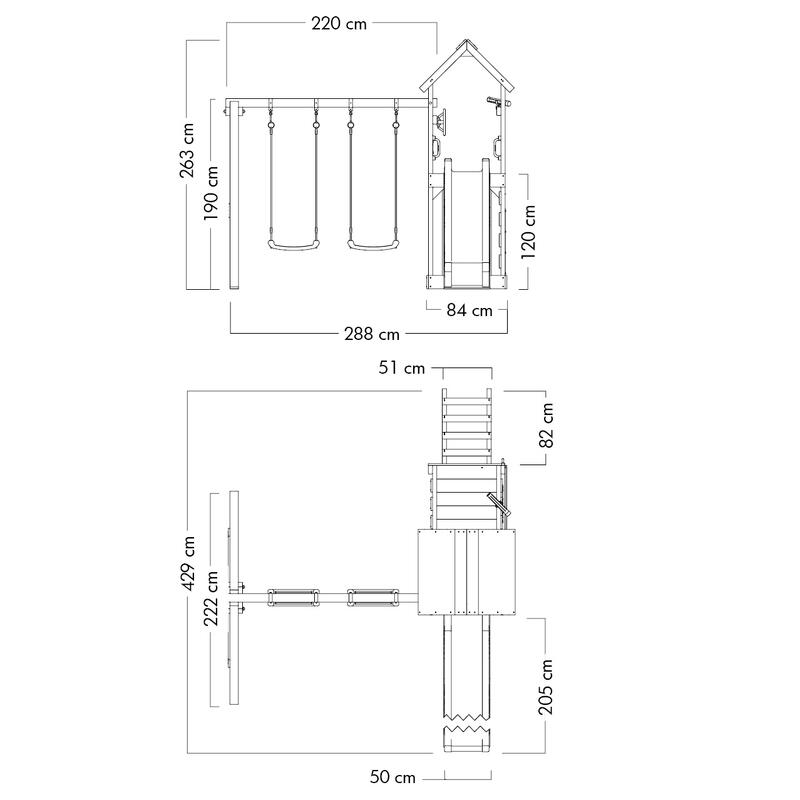Aire de jeux MultiFlyer toit en bois avec balançoire pastel vert WICKEY ...
