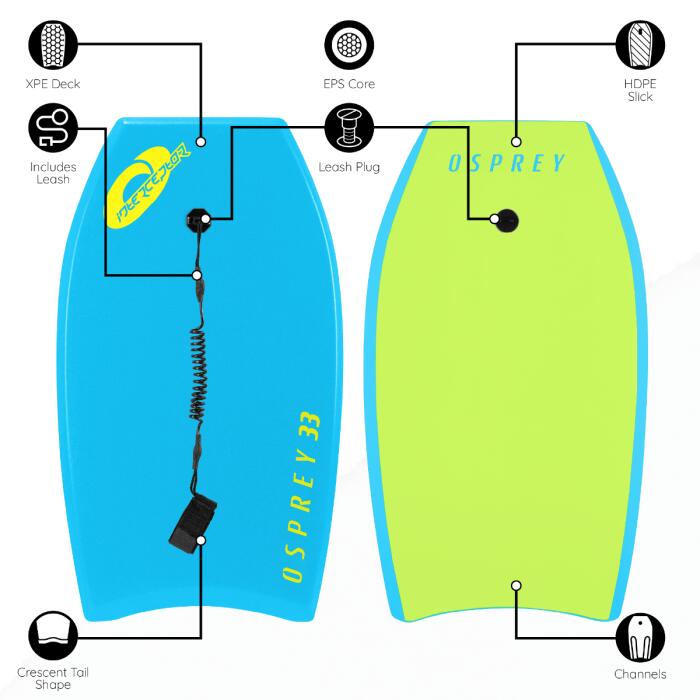 Osprey 33" Interceptor Kids Bodyboard Blue OSPREY ACTION SPORTS - Decathlon