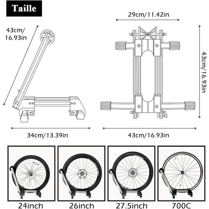 Support de Vélo Sol Râtelier Porte Vélo pour Roue Fixé Stable Fixé ...
