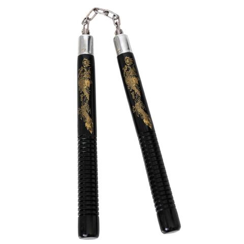 Nunchaku à chaîne en bois noir & doré BUDO-FIGHT | Decathlon