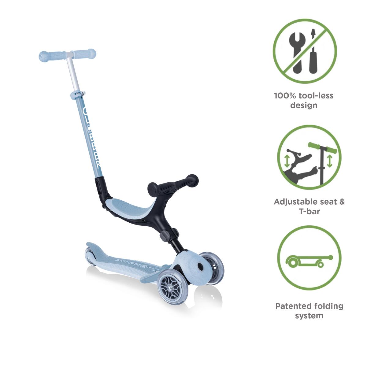 Globber Go Up Foldable Plus Ecologic - Blueberry - Recycled Scooter ...