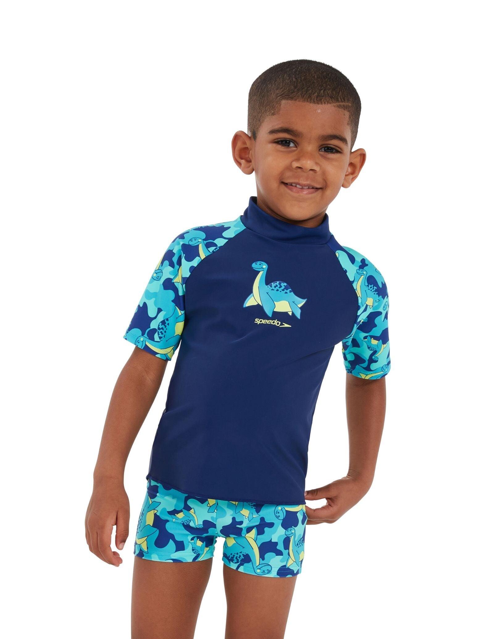Speedo Tots Boys Printed Sun Protection Set - Blue SPEEDO | Decathlon