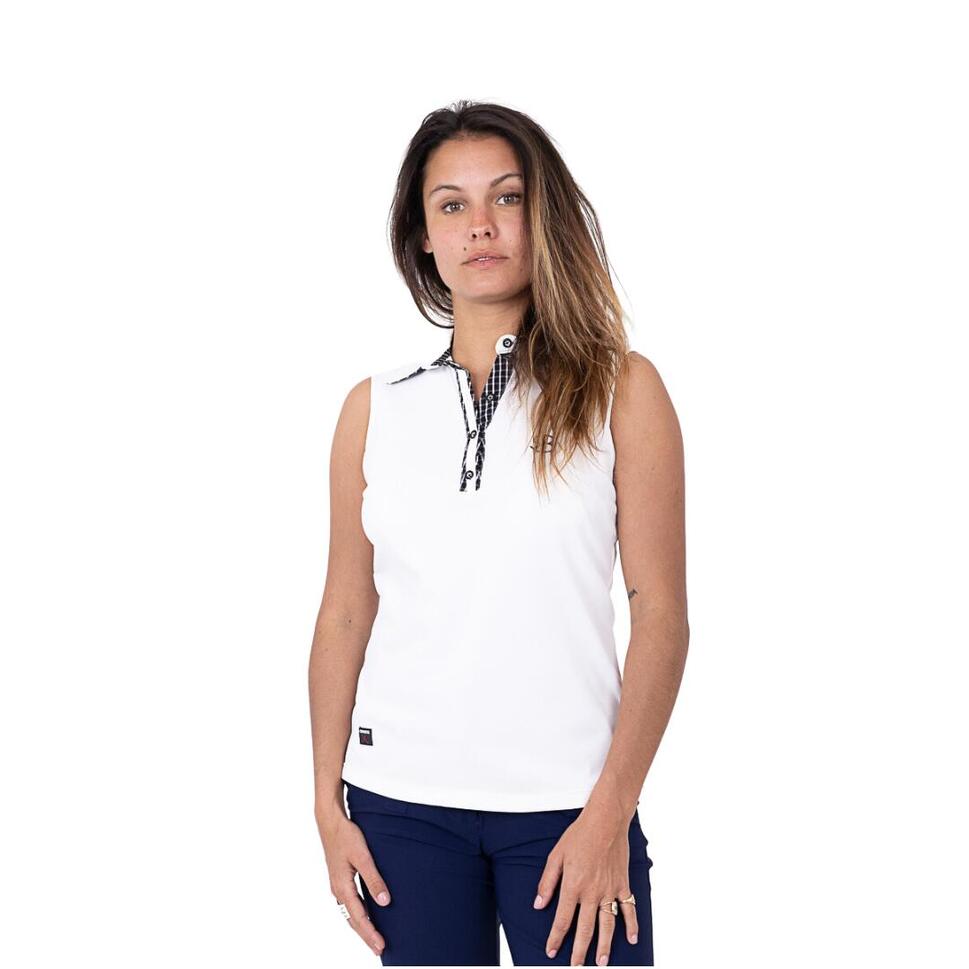 CHIBERTA Golf Polo met korte mouwen Good Mouwloze Dames Ruit Wit | CHIBERTA | Decathlon.nl
