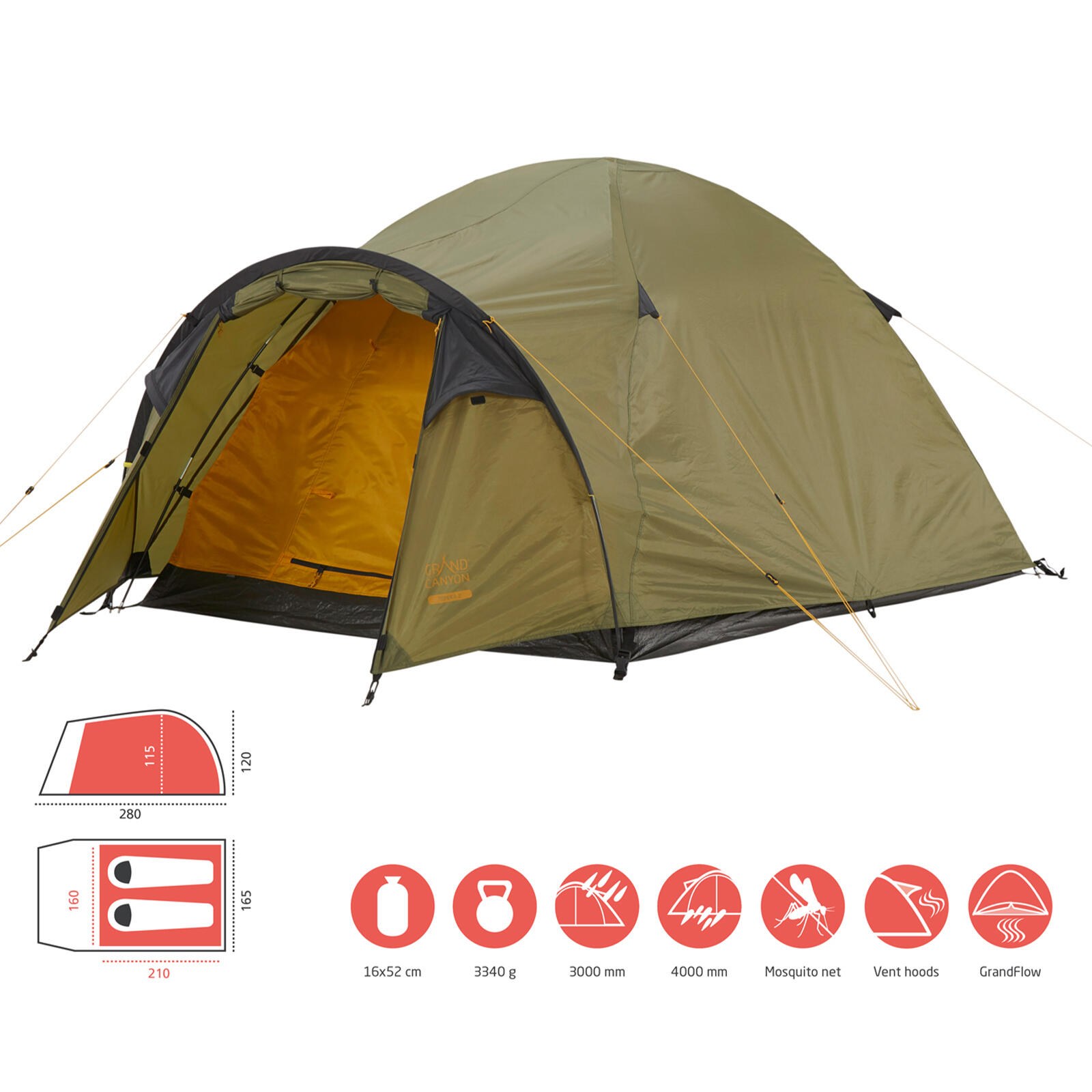 Tente igloo Topeka 2 personnes dôme trekking camping léger vestibule ...