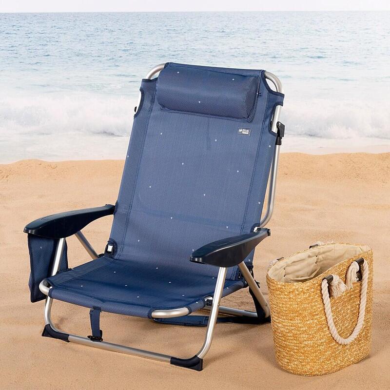 AKTIVE - Chaise Pliante Basse avec Dossier Réglable 5 Positions, Bleu ...