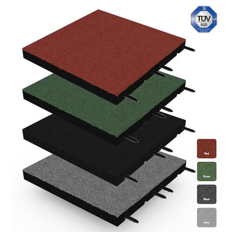 Rubber Tegel 55 mm - 50 x 50 cm - Rood - Pen- en gat verbinding | IVOL ...