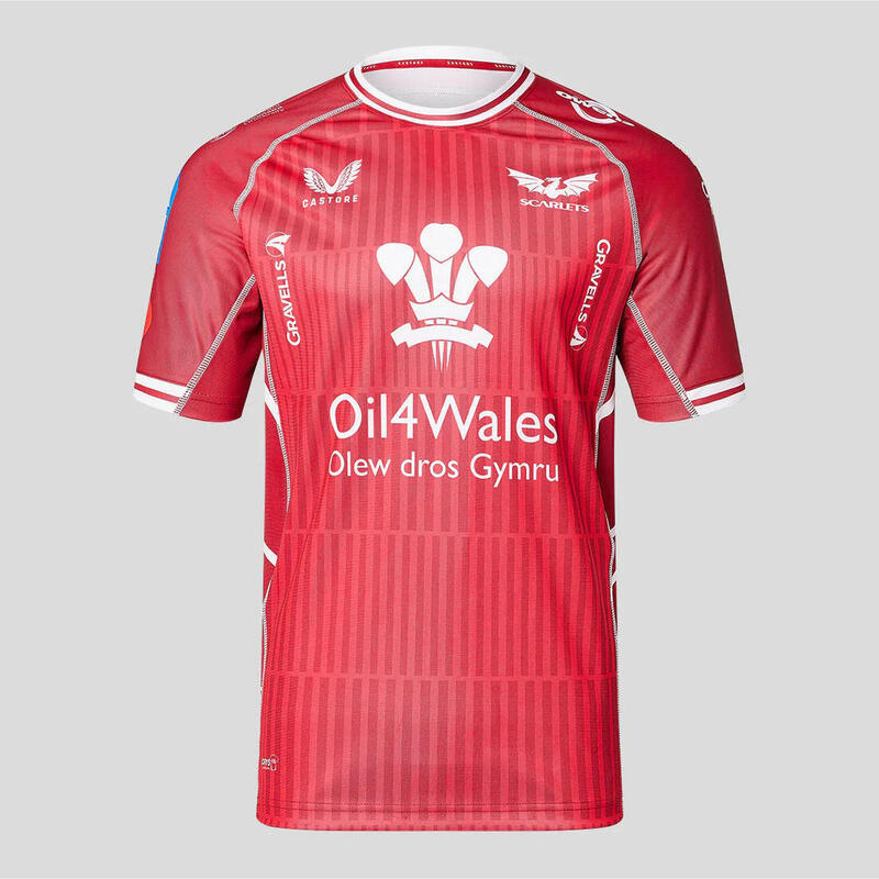 Castore Scarlets Mens Home Rugby Shirt TM1384 Red CASTORE - Decathlon
