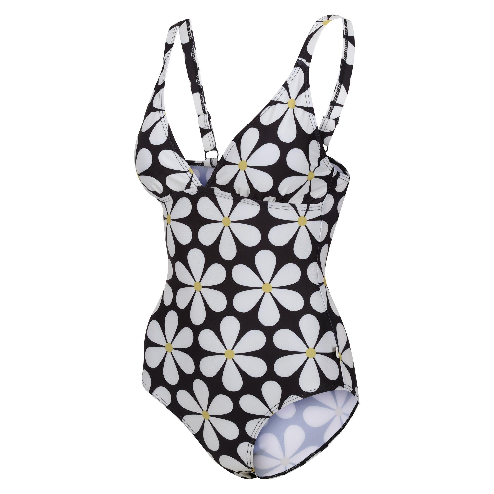 Womens Ladies Orla Kiely Daisy One Piece Swimsuit Black Regatta