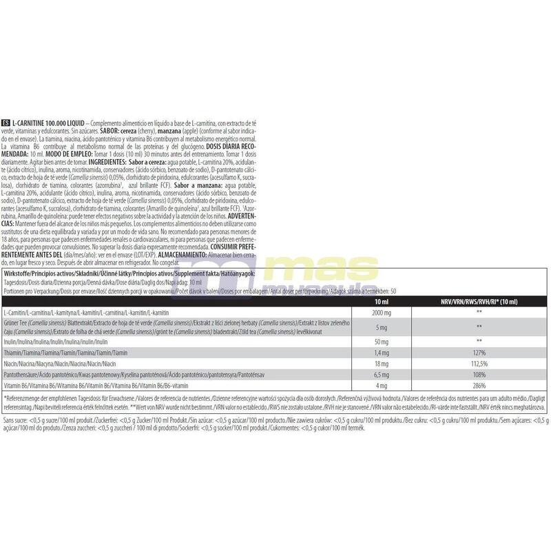 L-Carnitine - L-Carnitine 100 000 Liquid - Cerise 500ml BIOTECHUSA ...