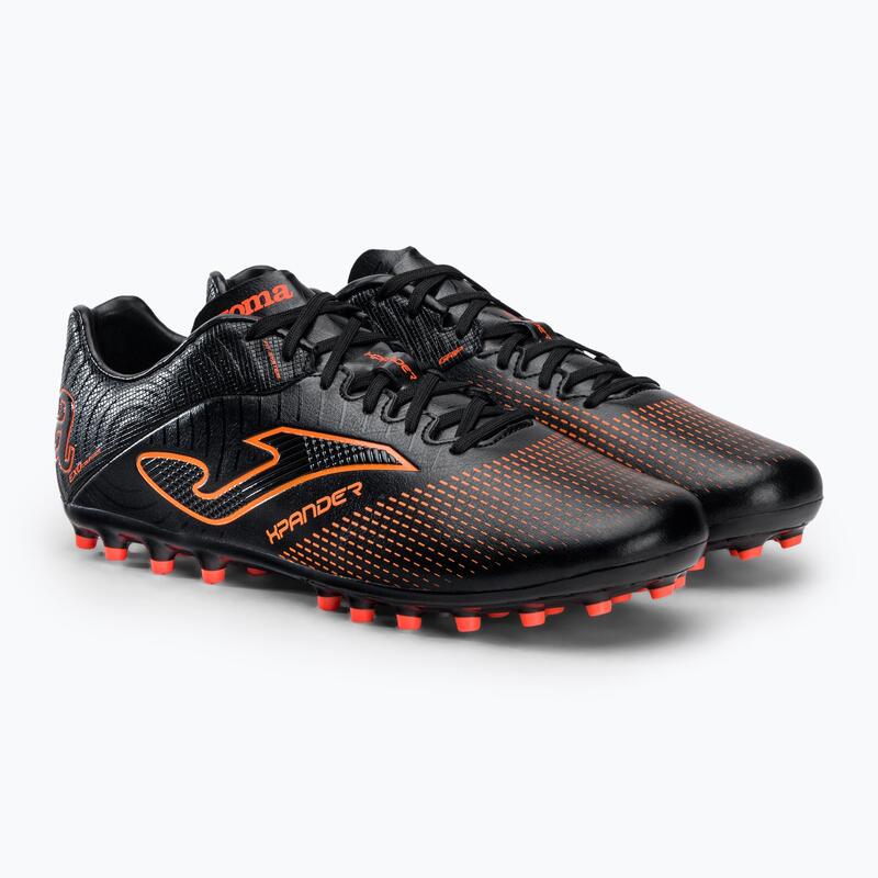 909 - Ghete fotbal Xpander 2201 AG, piele ecologică, Negru/Portocaliu ...
