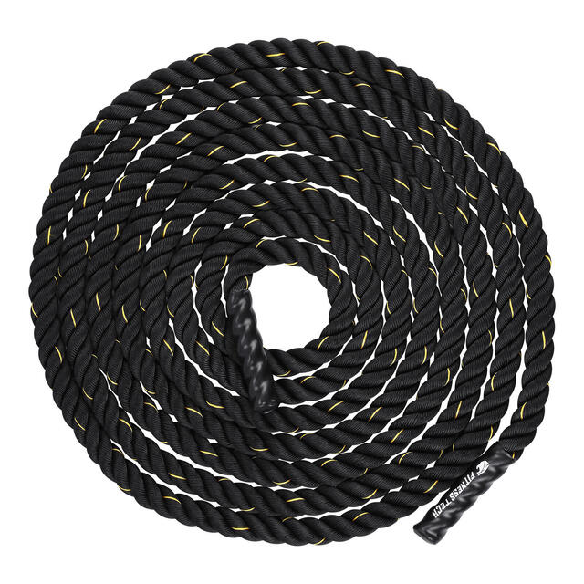 Corde de Combat Cross Training 12m x 50mm Noire et Jaune | Decathlon