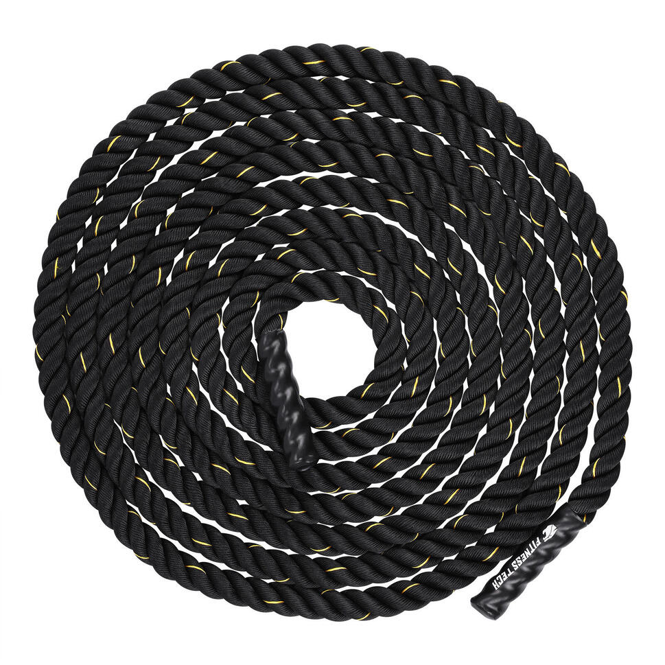 Corde de Combat Cross Training 12m x 50mm Noire et Jaune | Decathlon