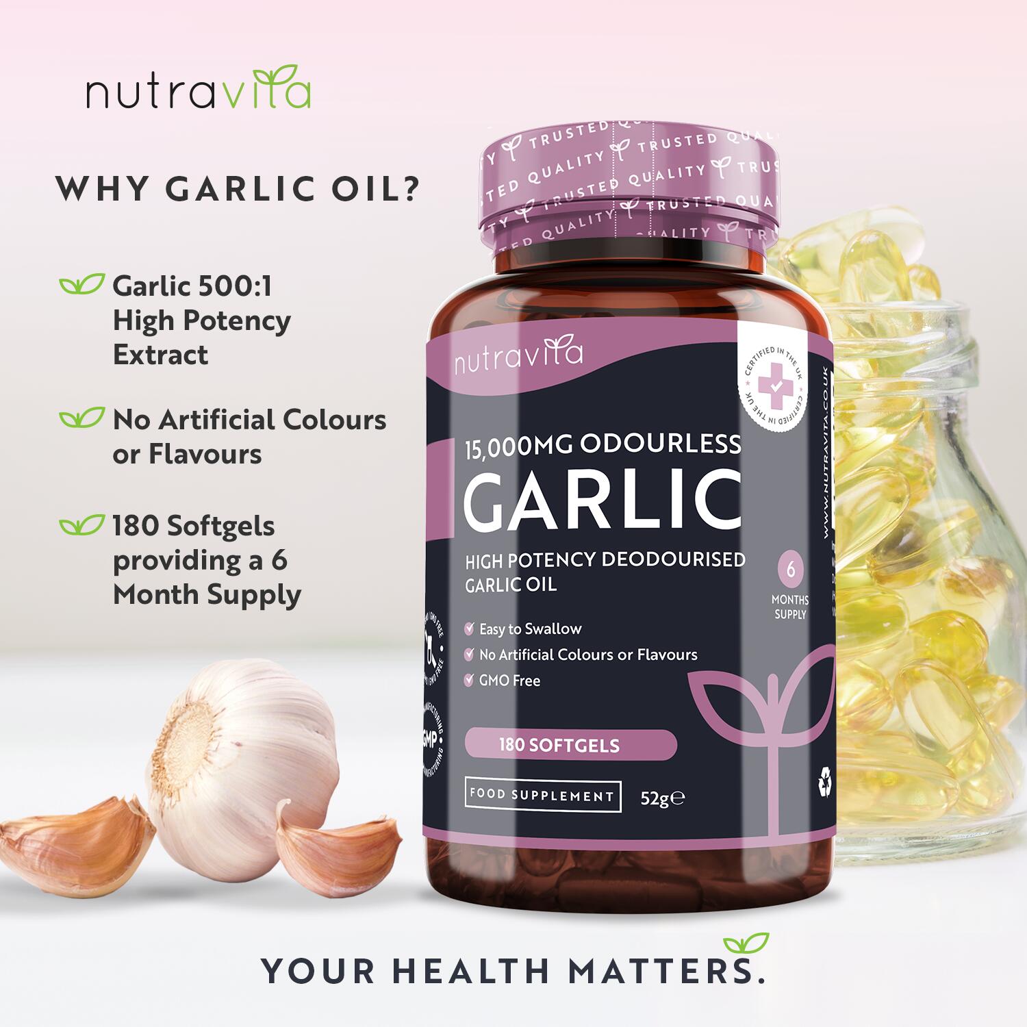 Nutravita Garlic 180 Soft Gel Capsules 15,000mg NUTRIVITA | Decathlon