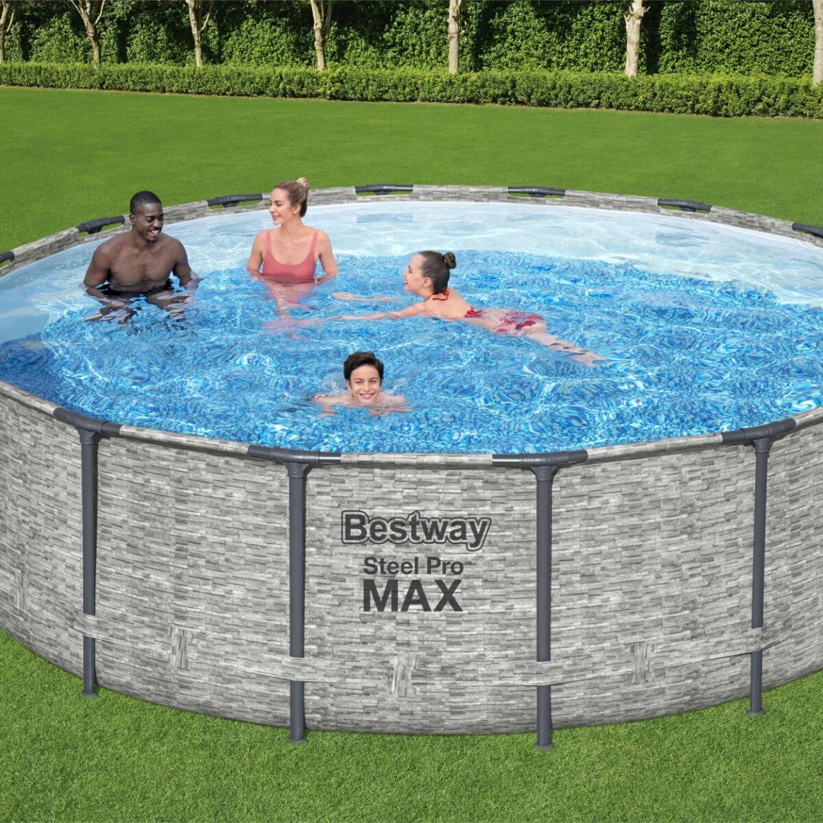Bestway 16ft Steel Pro Max Stone Pool Set, Swimming Pool, Stone BESTWAY ...