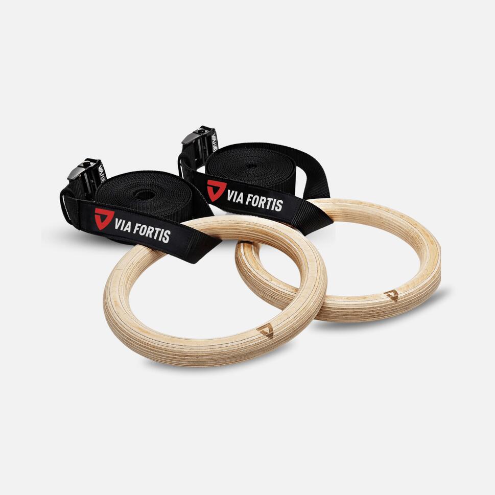 VIA FORTIS Premium Gym Rings - Houten Sportschoolringen voor Thuisgym ...