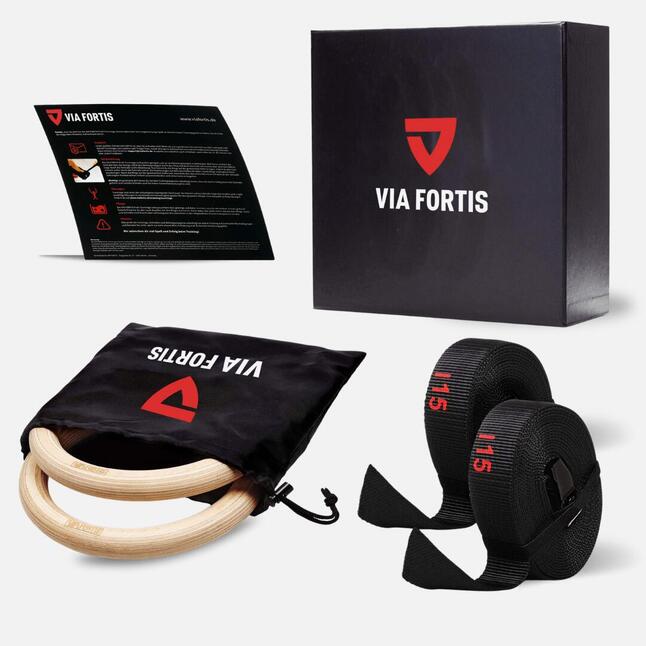 VIA FORTIS Premium Gym Rings - Houten Sportschoolringen voor Thuisgym ...