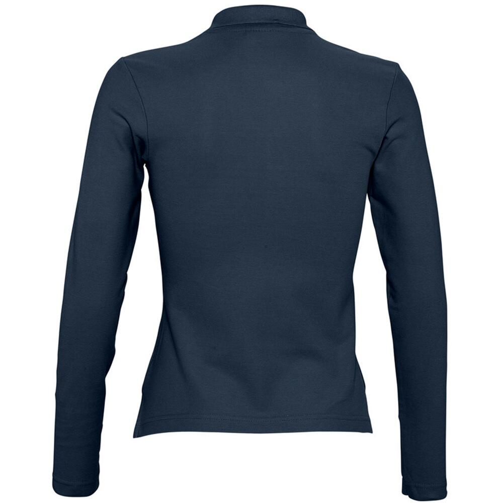 Womens/Ladies Podium Long Sleeve Pique Cotton Polo Shirt (Navy) SOL'S ...
