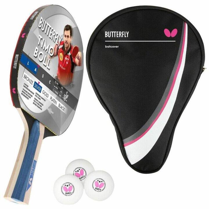 Butterfly 1x Timo Boll Silber 85016 Tischtennisschläger + Hülle + 3x ...