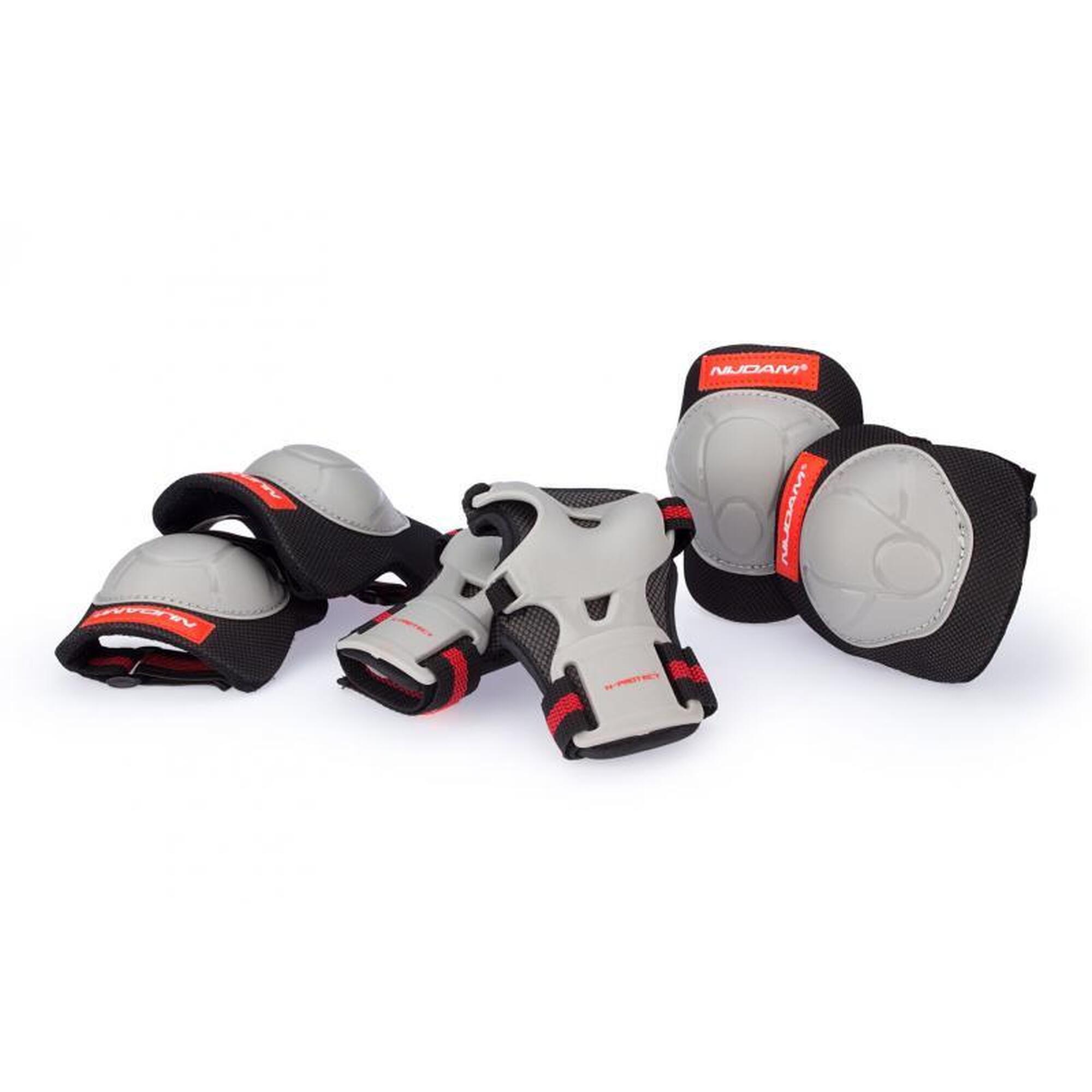 NIJDAM - Set protecții Nijdam Vulcano, gri/negru, M | Decathlon