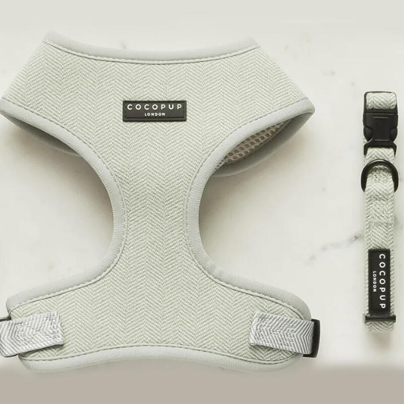 Cocopup Large Tweed Sage Adjustable Neck Harness & Collar Set COCOPUP ...