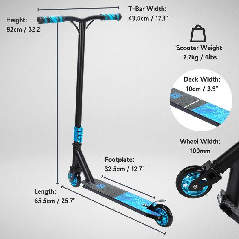 BOLDCUBE - Trotineta de scheme freestyle - Scooter DELUXE Negru, 2 roti ...