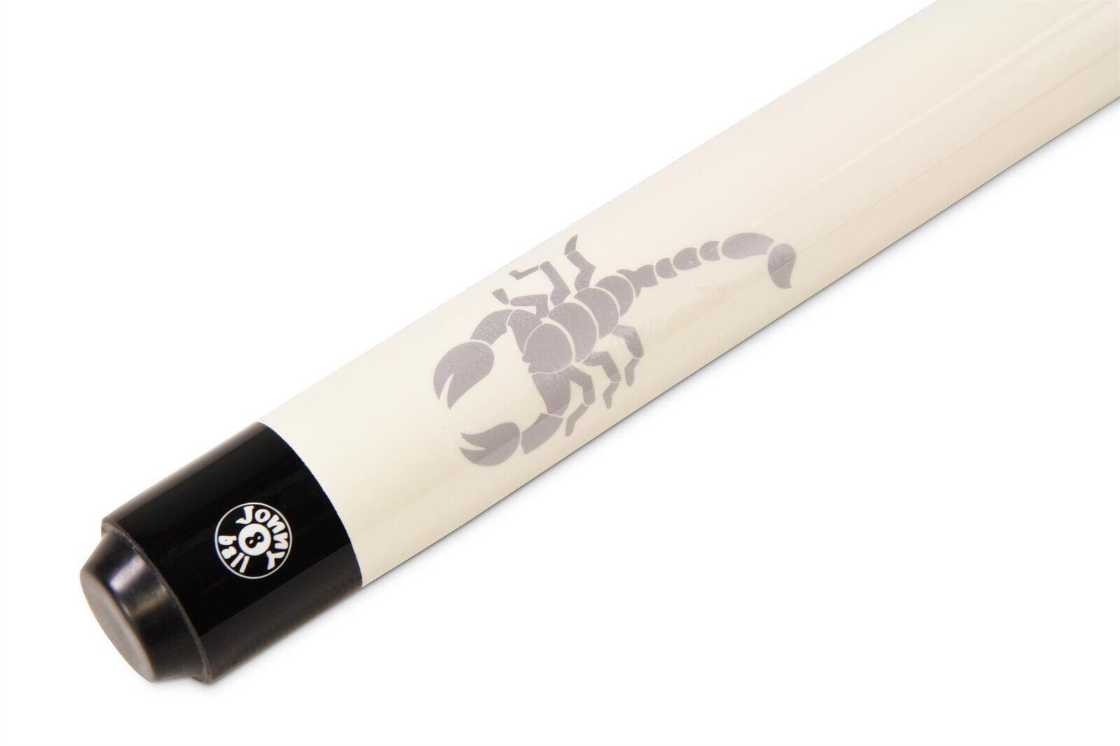 Jonny 8 Ball WHITE SCORPION 2pc Centre Joint Ash Snooker Pool Cue with ...