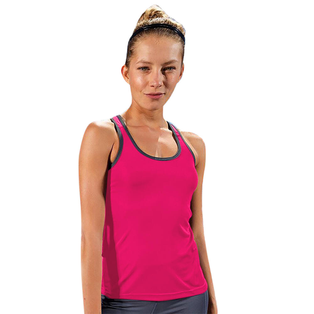 Tri Dri Womens/Ladies Panelled Fitness Sleeveless Vest (Hot Pink ...