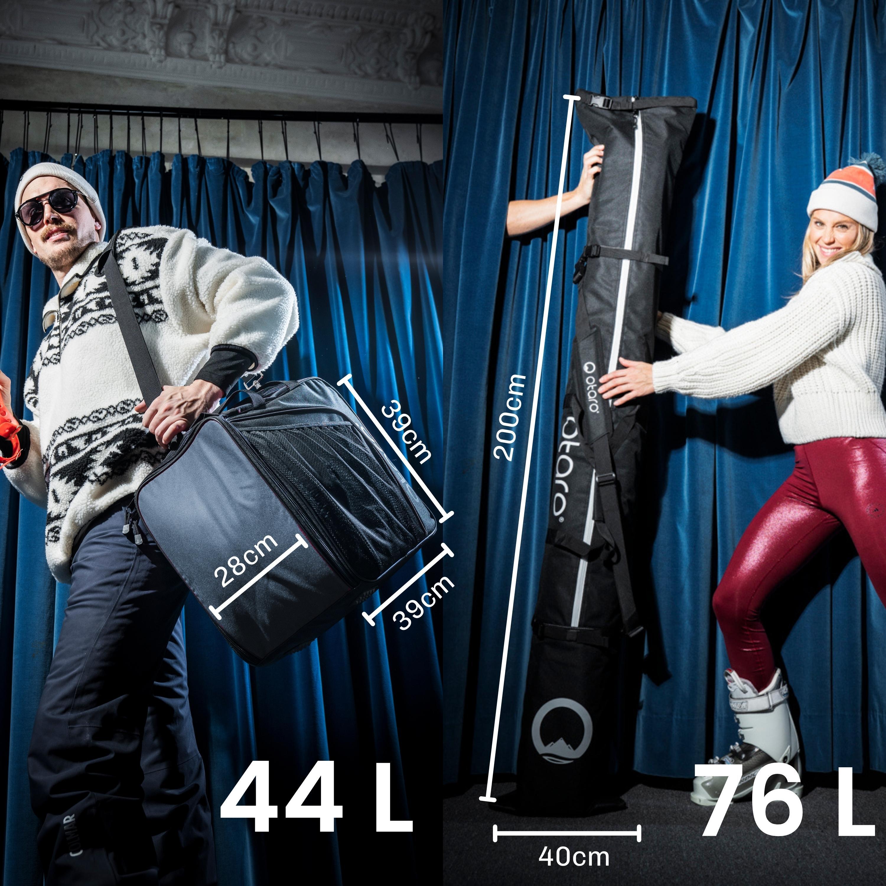 Ski -douchebas klassiek 44L + 200 cm skiën voor 1 paar | Set rock grijs | Decathlon