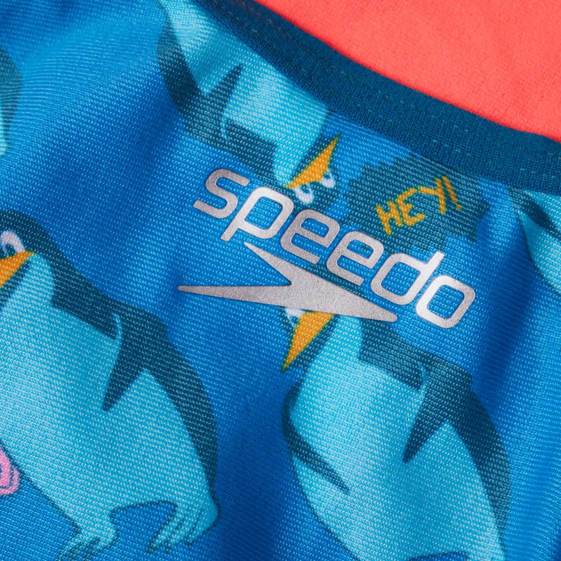 Speedo Girl's Flipper Phone Allover Vback Swimsuit - Teal/ Yellow ...