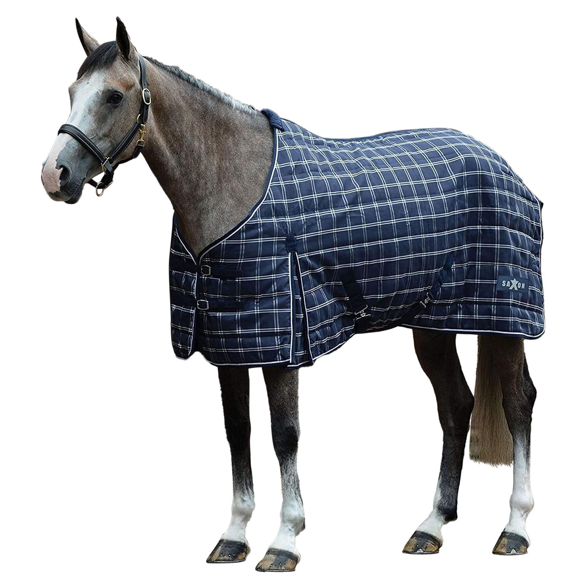 StandardNeck Plaid Midweight Horse Stable Rug (Navy/White) SAXON ...