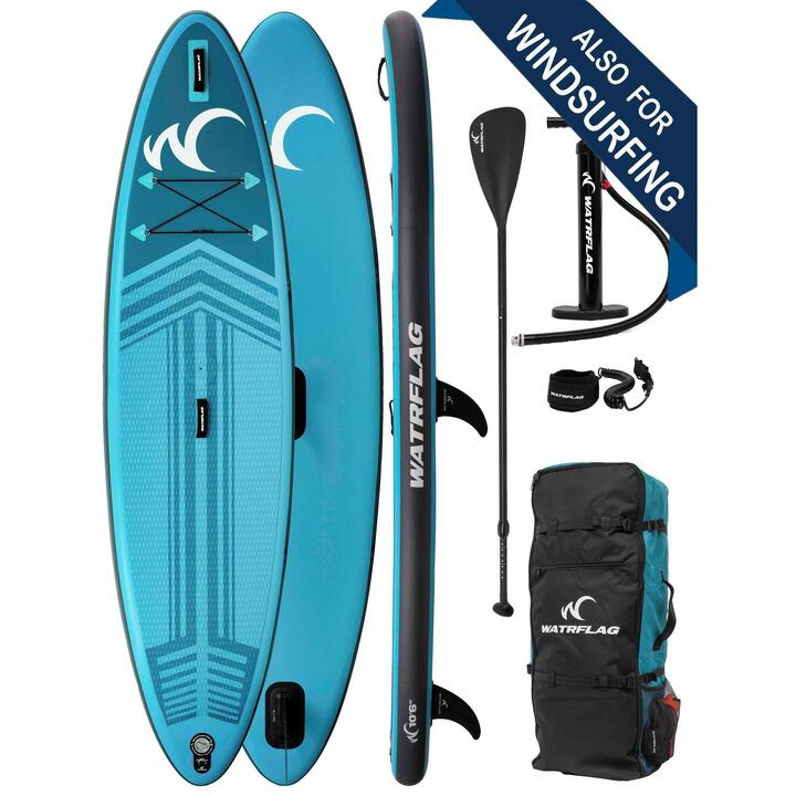 Stand Up Paddle Gonflable WATRFLAG Jibe WINDSURF-SUP Board 10'6" SET ...