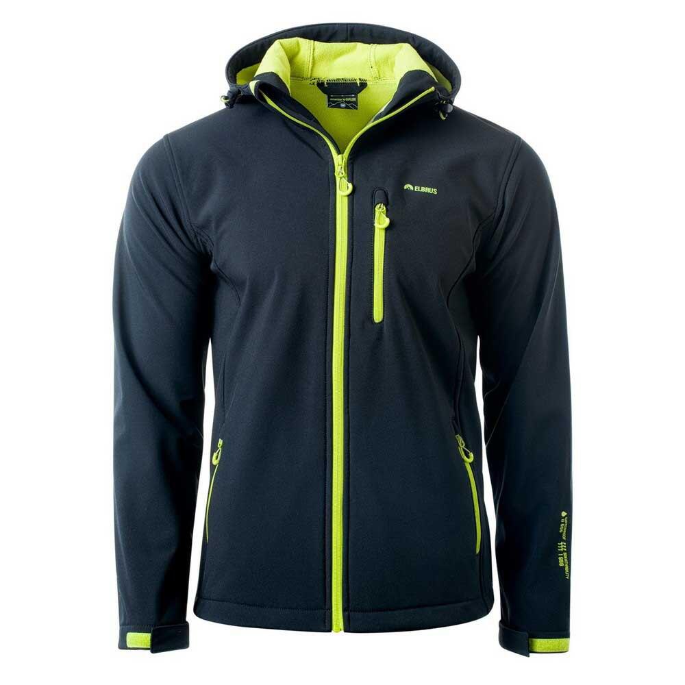 Mens Iver Soft Shell Jacket (Black/Yellow Green) ELBRUS | Decathlon