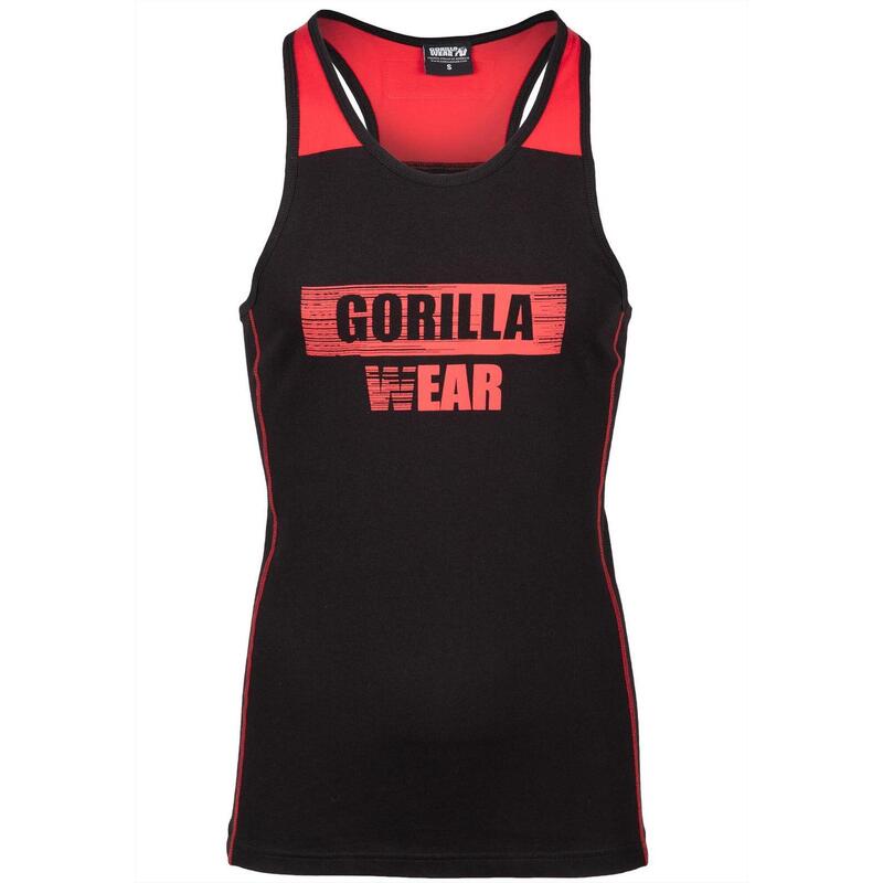 Wallace Top bez rękawów - Czarny/Czerwony - L GORILLA WEAR | Decathlon