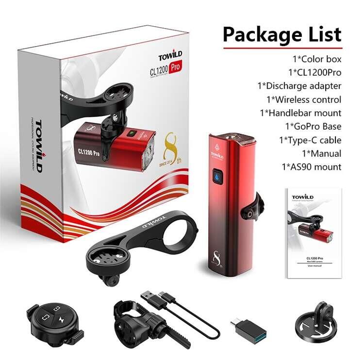 Lampa rowerowa przednia Towild CL1200 Pro z akcesoriami TOWILD | Decathlon