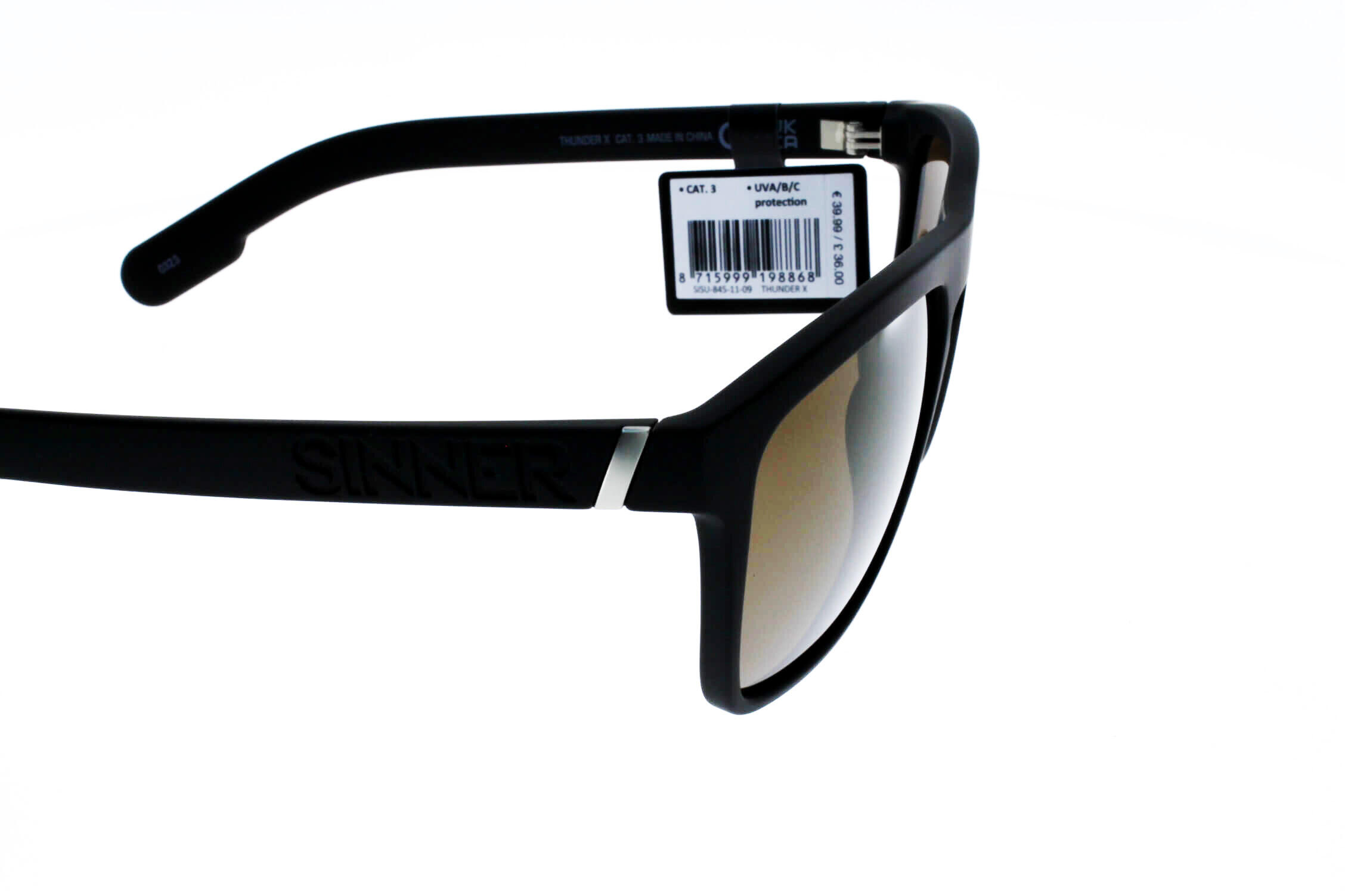 Thunder X Unisex Hiking Sunglasses - Matte Black, Gold Mirror Cat.3 ...