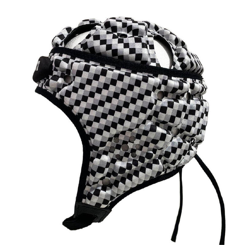 Casque de rugby Impact pour adulte au motif de carrés noir, gris et ... Casque de rugby Impact pour adulte au motif de carrés noir, gris et ...
