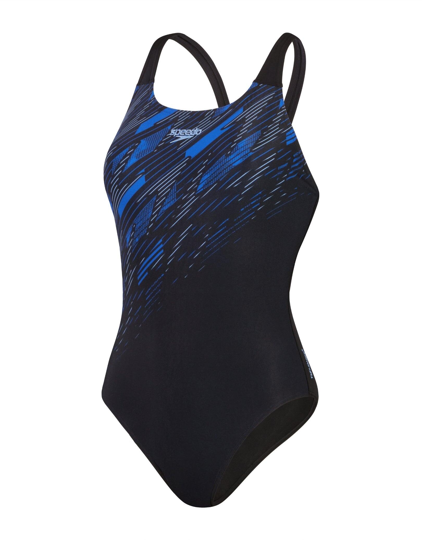 Speedo Hyperboom Placement Muscleback Swimsuit - Black/Blue SPEEDO ...